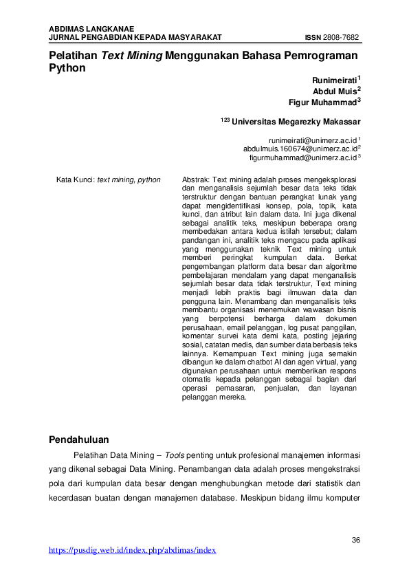 (PDF) Pelatihan Text Mining Menggunakan Bahasa Pemrograman Python