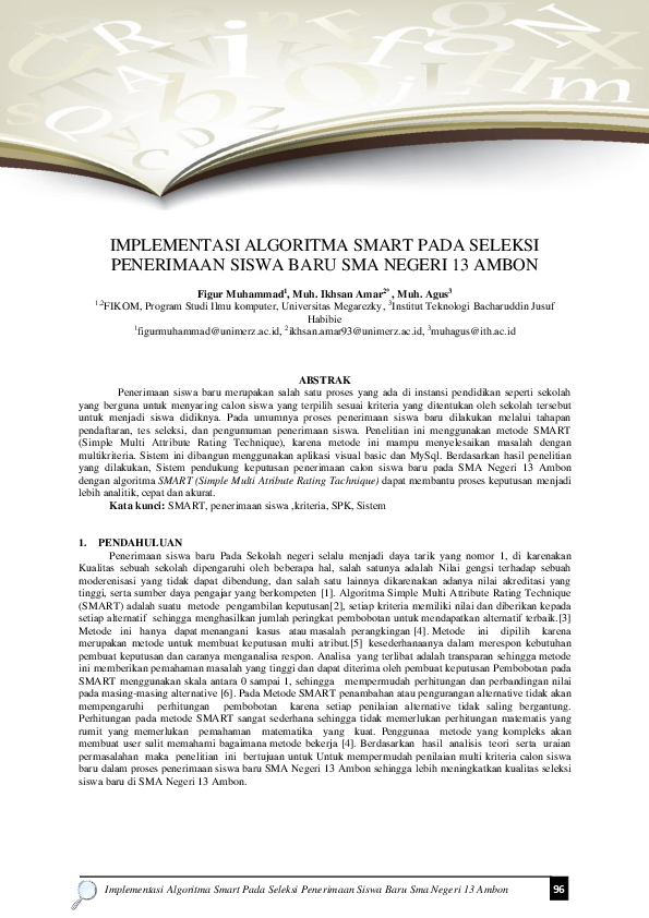 (PDF) Implementasi Algoritma Smart Pada Seleksi Penerimaan Siswa Baru ...