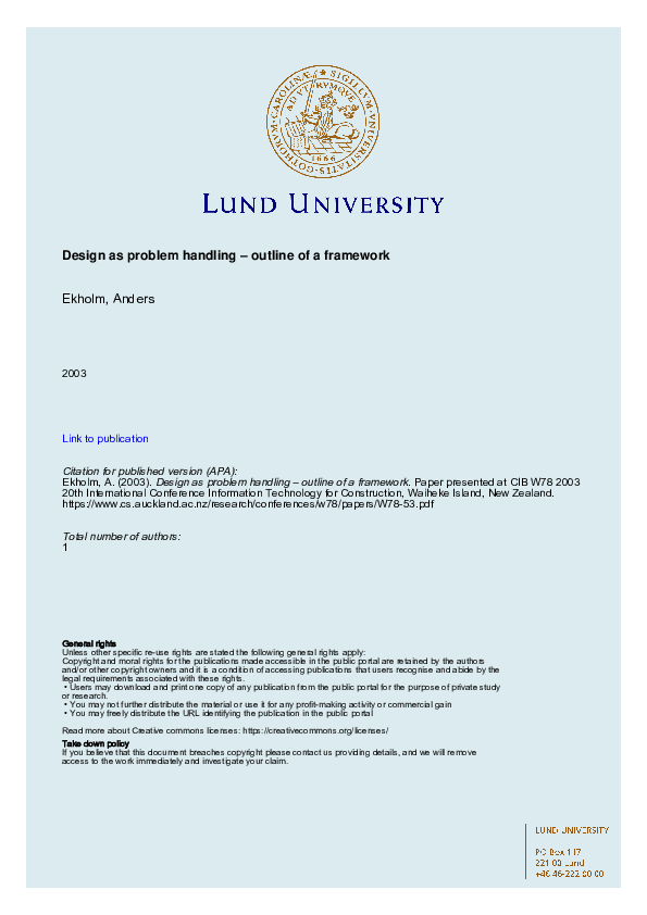 (PDF) Design as problem handling - outline of a framework