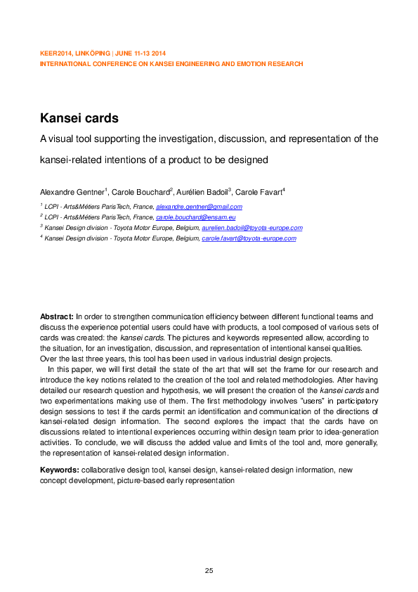 (PDF) Kansei Cards: A Visual Tool Supporting the Investigation; Discussion; and Representation ...