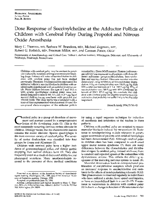 (PDF) Dose Response of Succinylcholine at the Adductor Pollicis of ...