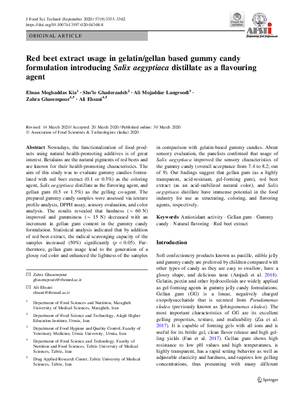 (PDF) Red beet extract usage in gelatin/gellan based gummy candy ...