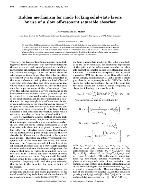 (PDF) Hidden mechanism for mode locking solid-state lasers by use of a ...
