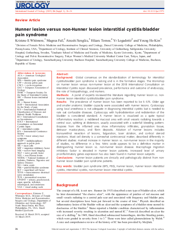 (PDF) Hunner lesion versus non‐Hunner lesion interstitial cystitis ...