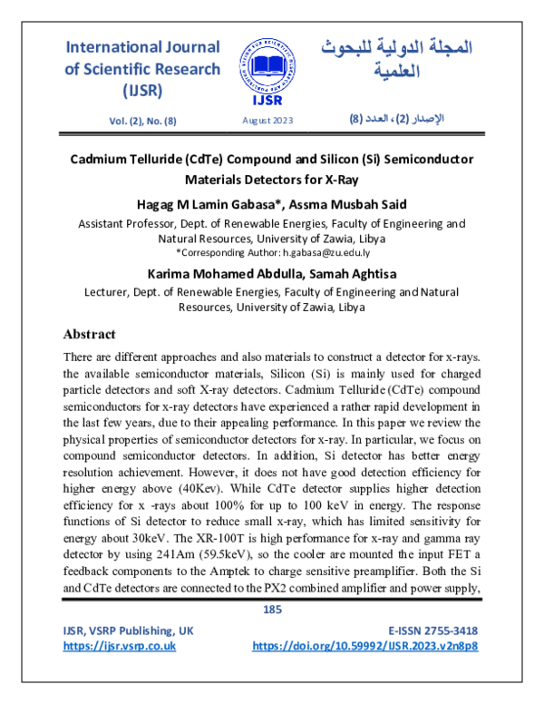 (PDF) Cadmium Telluride (CdTe) Compound and Silicon (Si) Semiconductor ...