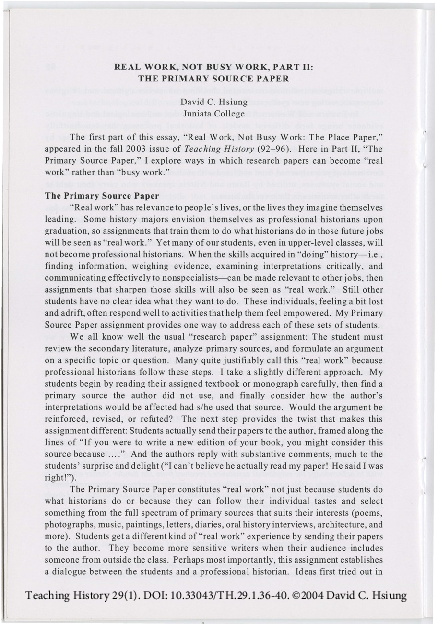 (PDF) Real Work, Not Busy Work, Part II