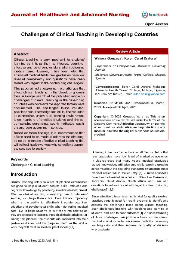 (PDF) Challenges of Clinical Teaching in Developing Countries