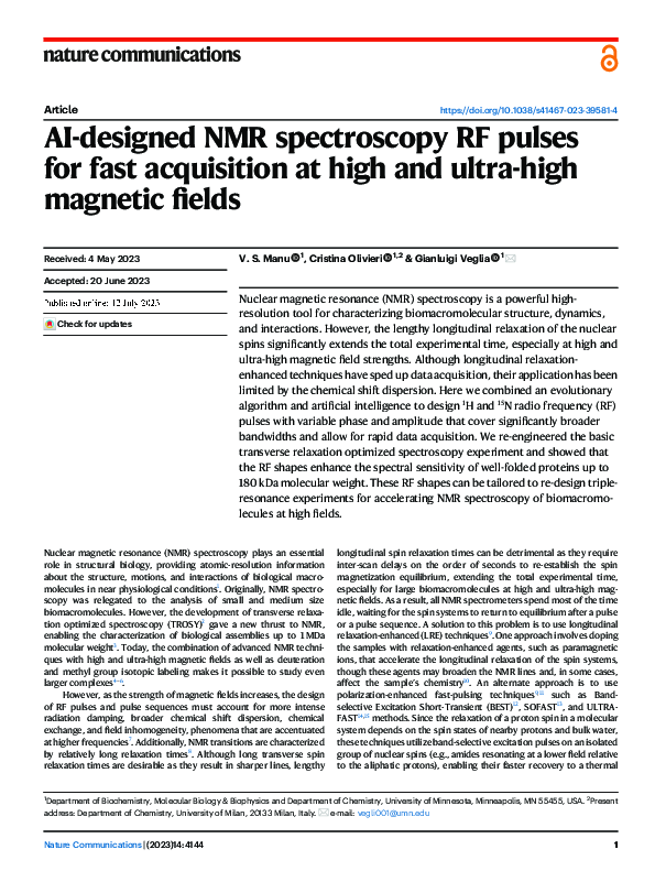 (PDF) AI-designed NMR spectroscopy RF pulses for fast acquisition at ...