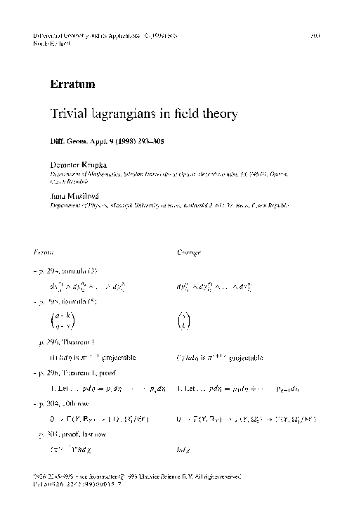 (PDF) Trivial lagrangians in field theory