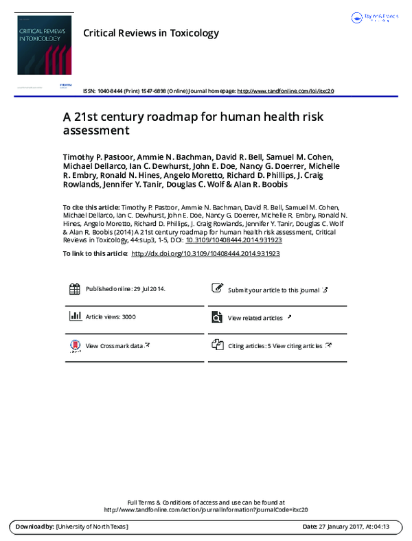 (PDF) A 21st century roadmap for human health risk assessment