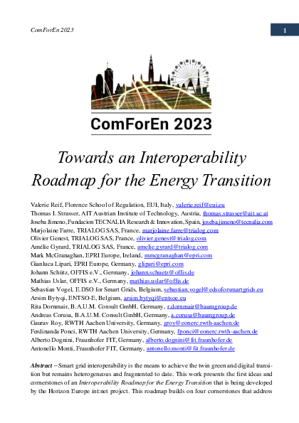 (PDF) Towards an Interoperability Roadmap for the Energy Transition