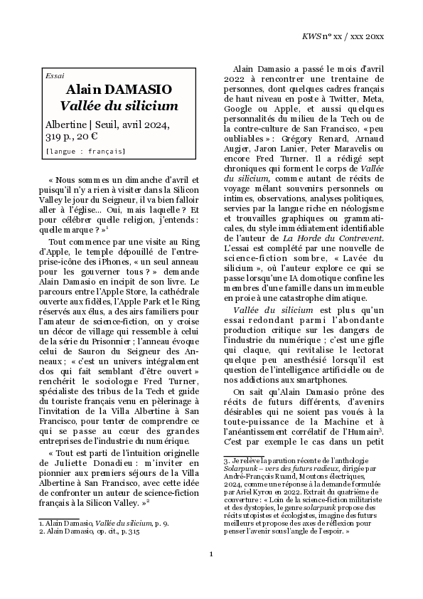 (PDF) Alain DAMASIO Vallée du silicium