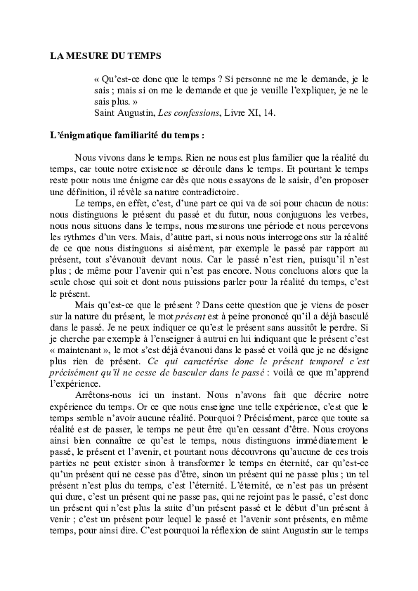(PDF) LA MESURE DU TEMPS