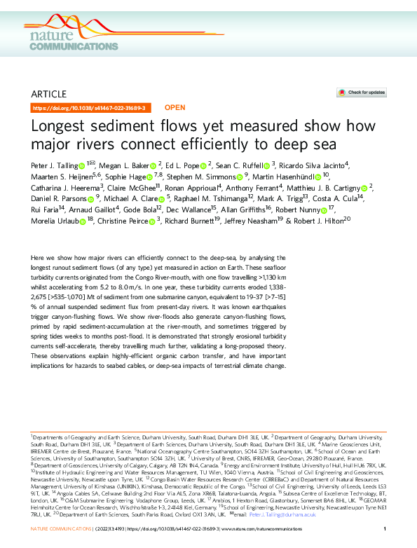 (PDF) Longest sediment flows yet measured show how major rivers connect ...