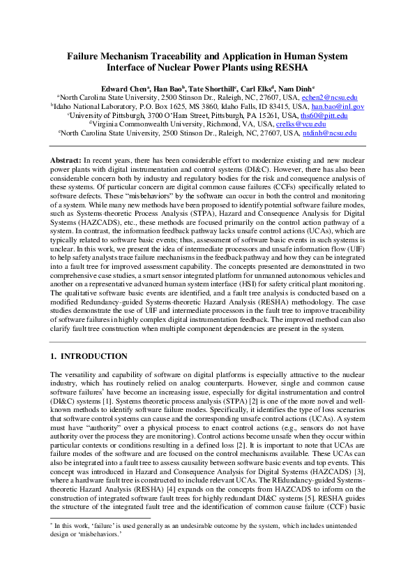 (PDF) Failure Mechanism Traceability and Application in Human System Interface of Nuclear Power ...