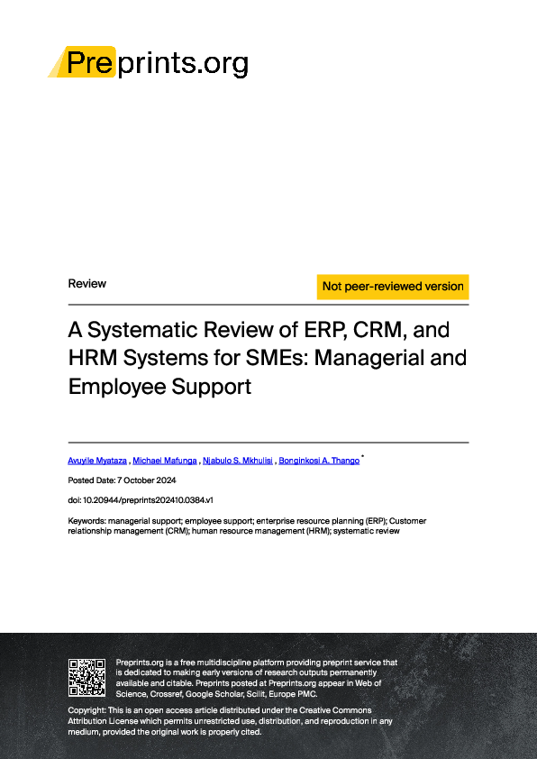 (PDF) A Systematic Review of ERP, CRM, and HRM Systems for SMEs ...
