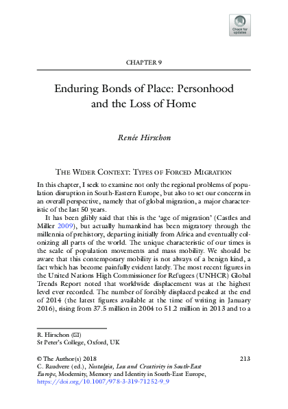 (PDF) Enduring Bonds of Place: Personhood and the Loss of Home