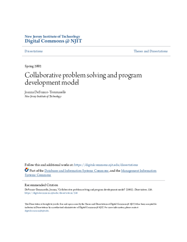 (PDF) A Collaborative Problem Solving and Program Development Model