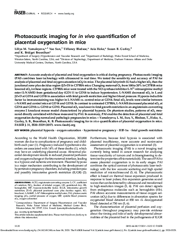 (PDF) Photoacoustic imaging for in vivo quantification of placental ...