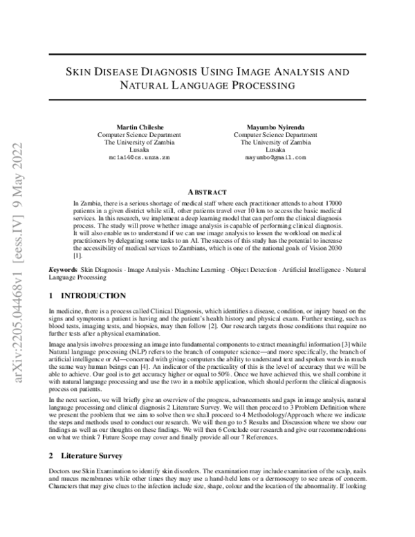 (PDF) Skin disease diagnosis using image analysis and natural language ...