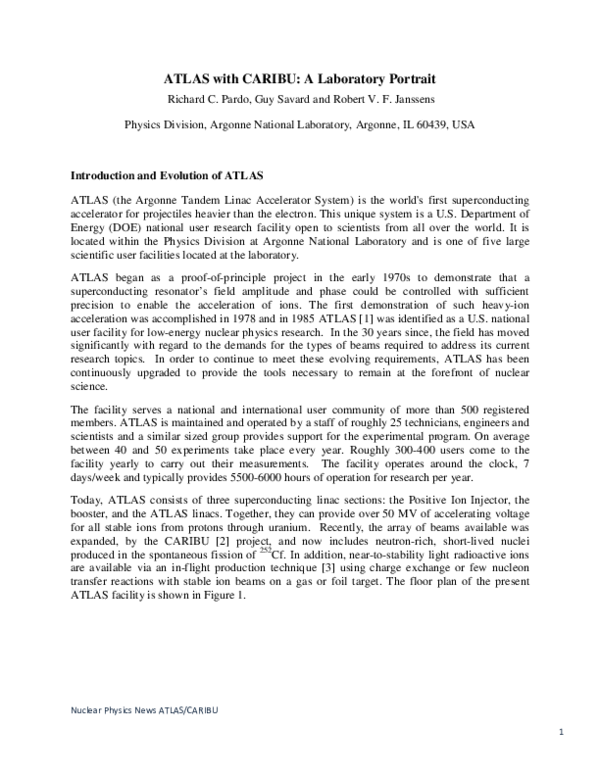 (PDF) ATLAS with CARIBU: A Laboratory Portrait