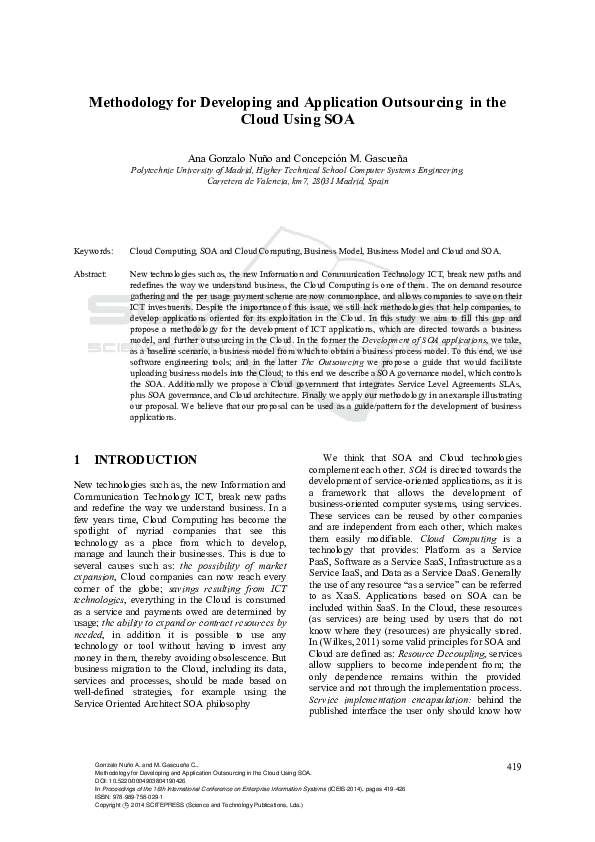 (PDF) Methodology for Developing and Application Outsourcing in the Cloud Using SOA