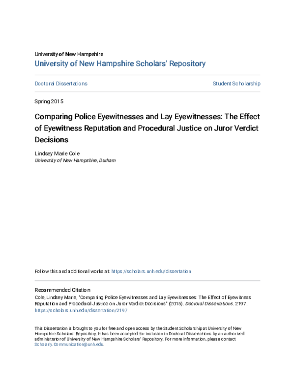 (PDF) Comparing police eyewitness and lay eyewitnesses: The effect of ...