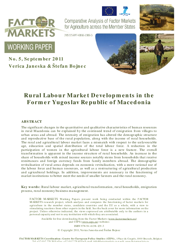 (PDF) Rural Labour Market Developments in the Former Yugoslav Republic ...