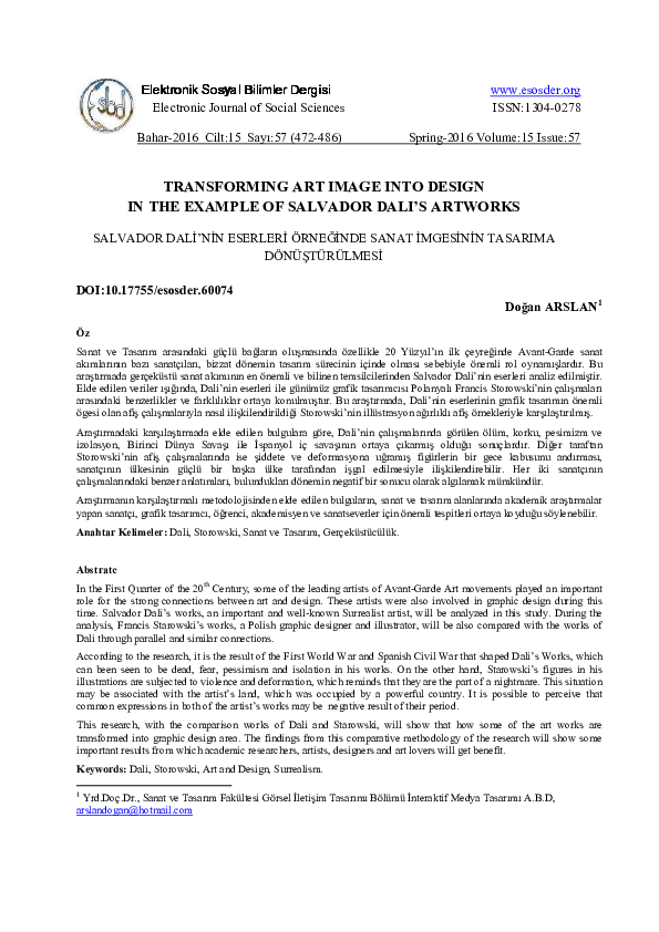 (PDF) Transforming Art Image into Design in the Example of Salvador ...