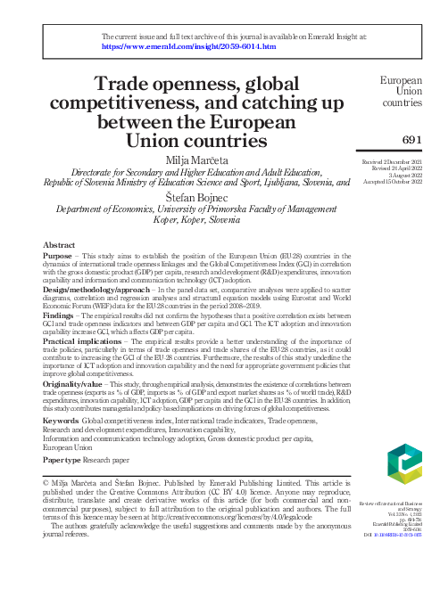 (PDF) Trade openness, global competitiveness, and catching up between ...