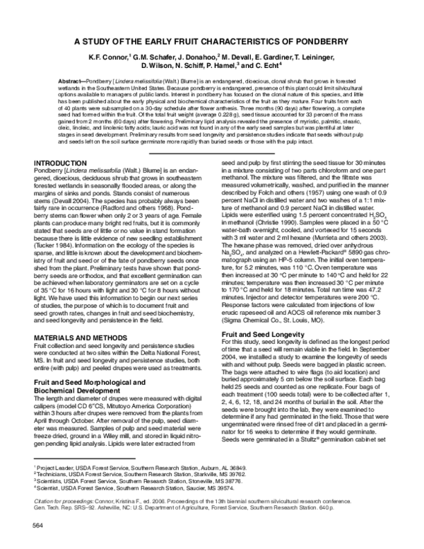 (PDF) A study of the early fruit characteristics of pondberry