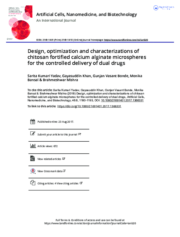 Pdf Design Optimization And Characterizations Of Chitosan Fortified Calcium Alginate