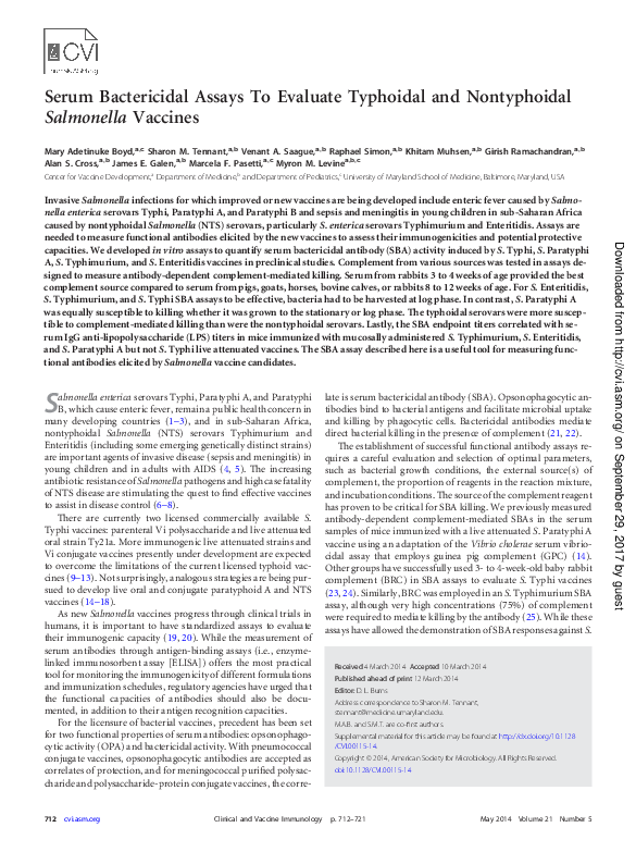 (PDF) Serum Bactericidal Assays To Evaluate Typhoidal and Nontyphoidal ...