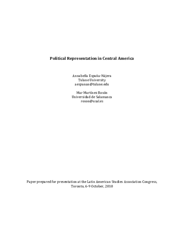 (PDF) Political Representation in Central America