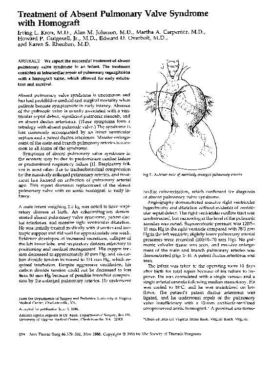 (PDF) Treatment of Absent Pulmonary Valve Syndrome with Homograft ...