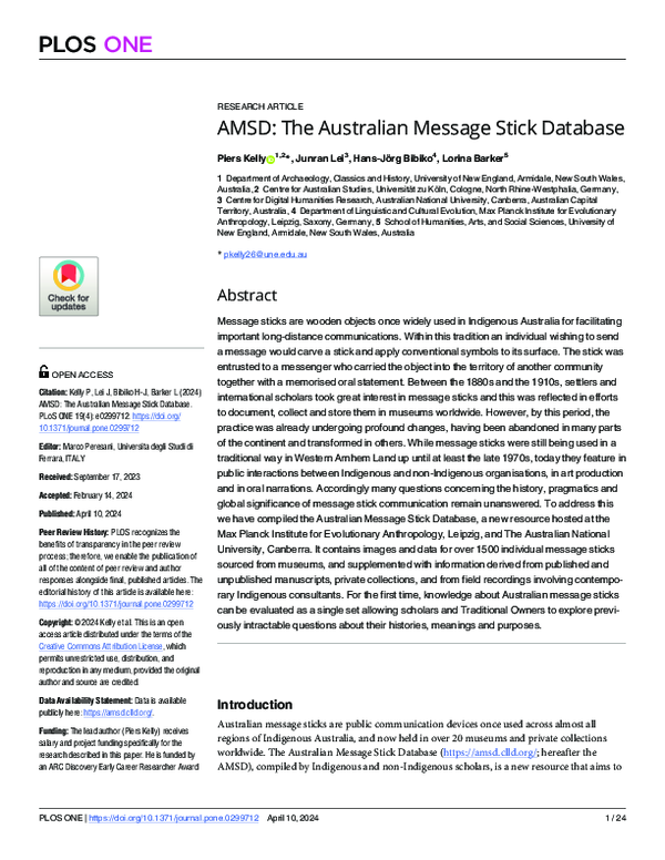 (PDF) AMSD: The Australian Message Stick Database