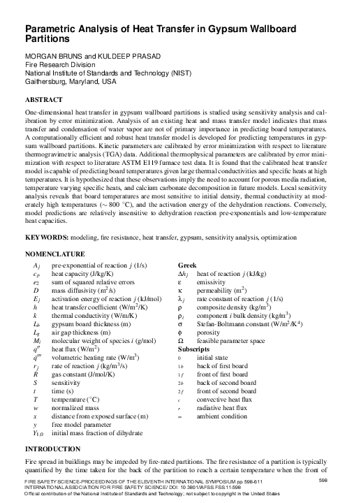 (PDF) Parametric Analysis of Heat Transfer in Gypsum Wallboard Partitions