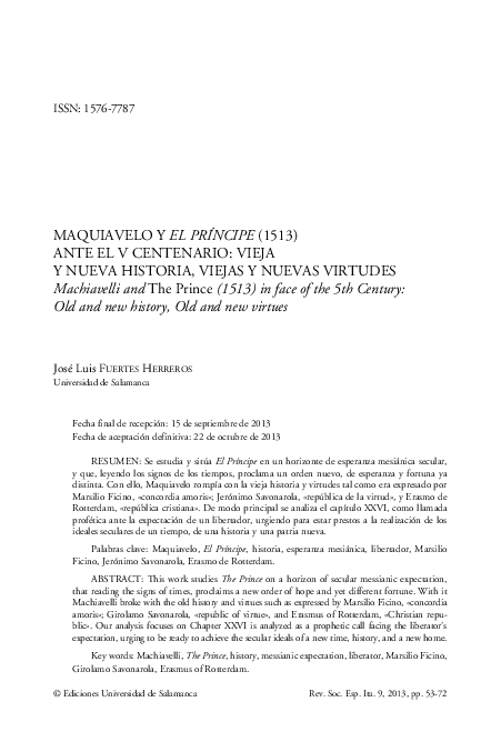 (PDF) Machiavelli and The Prince (1513) in face of the 5th Century: Old ...