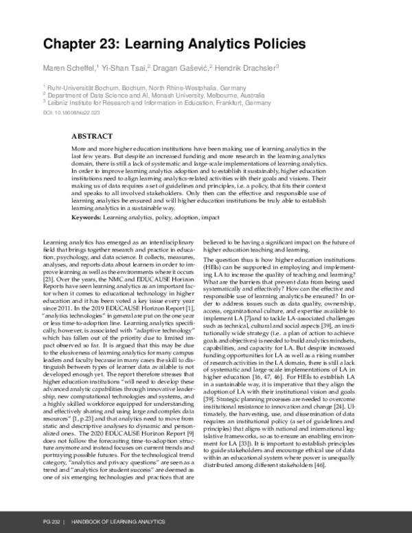 (PDF) Learning Analytics Policies