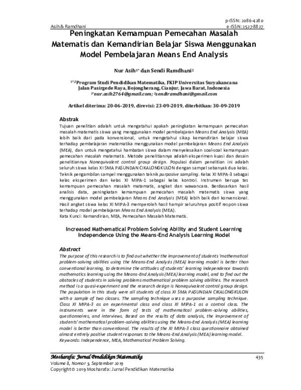 (PDF) Peningkatan Kemampuan Pemecahan Masalah Matematis dan Kemandirian Belajar Siswa ...