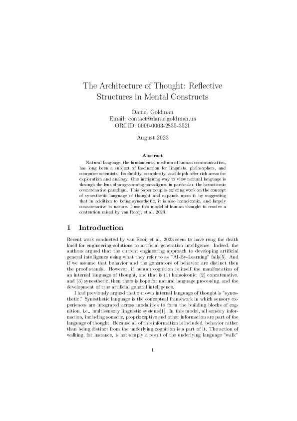 (PDF) The Architecture of Thought: Reflective Structures in Mental ...