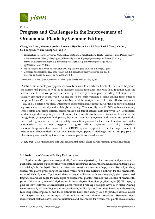 (PDF) Progress and Challenges in the Improvement of Ornamental Plants ...