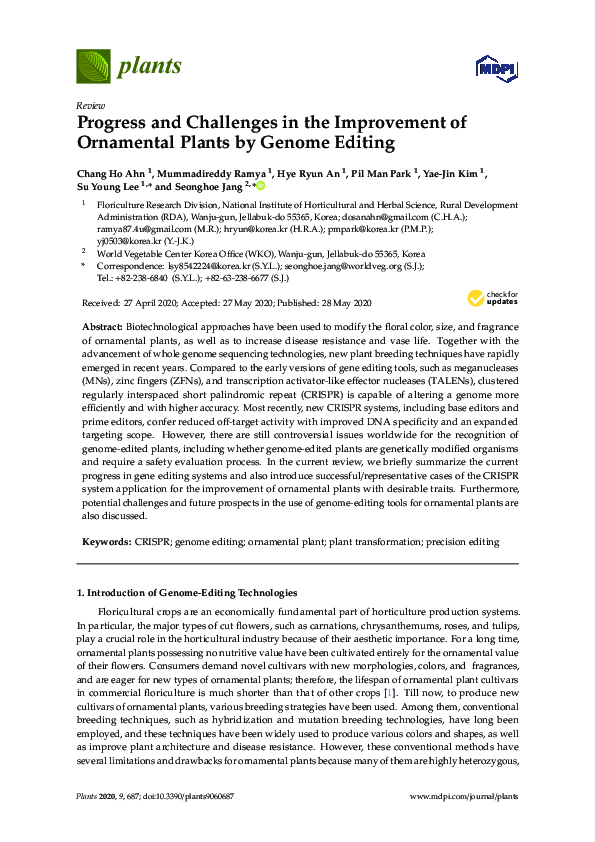 (PDF) Progress and Challenges in the Improvement of Ornamental Plants ...