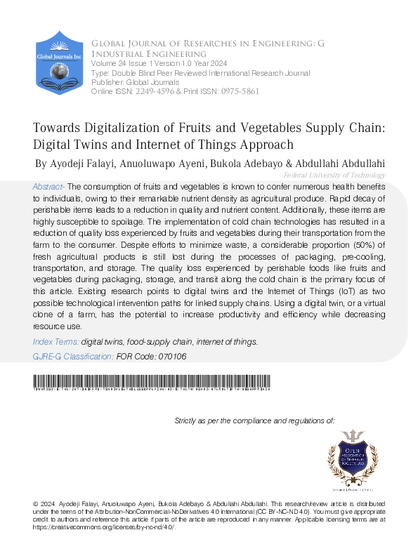 (PDF) Towards Digitalization of Fruits and Vegetables Supply Chain ...