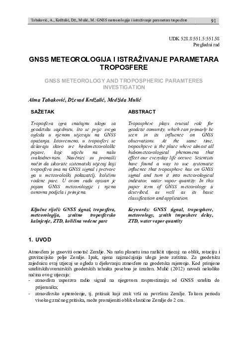 (PDF) GNSS meteorology and tropospheric paramteres investigation | Alma ...