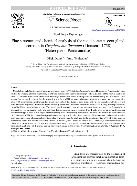 (PDF) Fine structure and chemical analysis of the metathoracic scent ...