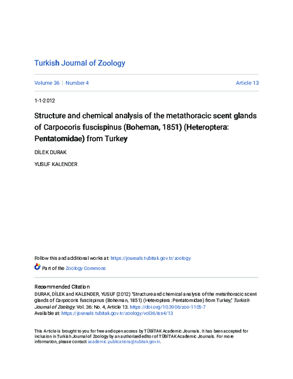 (PDF) Structure and chemical analysis of the metathoracic scent glands ...
