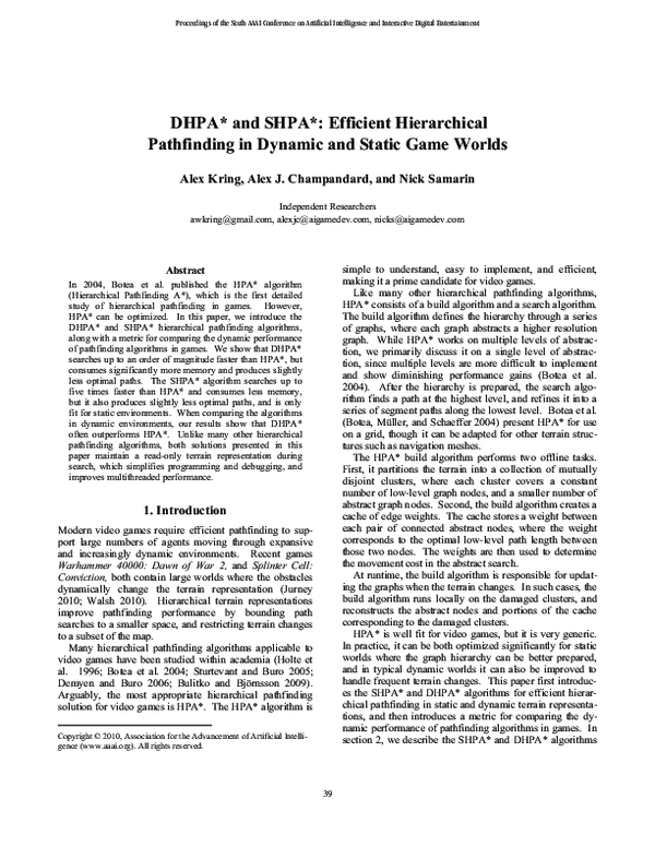 (PDF) DHPA* and SHPA*: Efficient Hierarchical Game Worlds