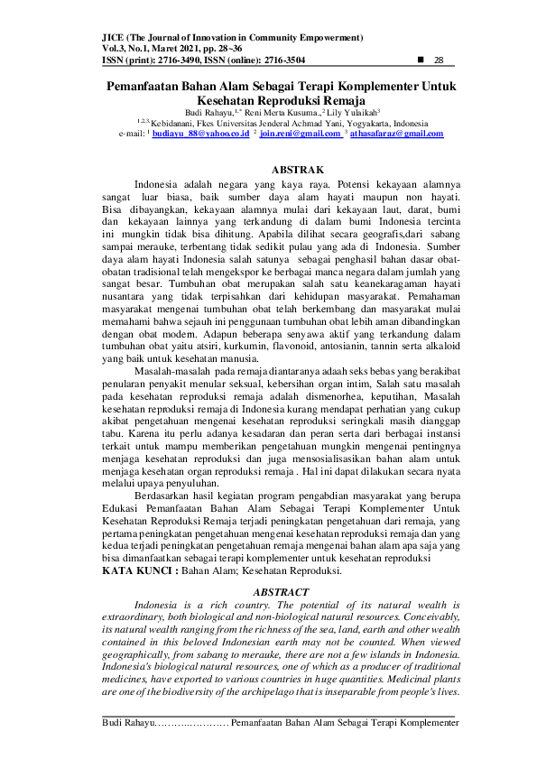 (PDF) Pemanfaatan Bahan Alam Sebagai Terapi Komplementer Untuk ...