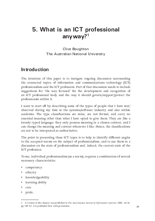 (PDF) What is an ICT professional anyway?